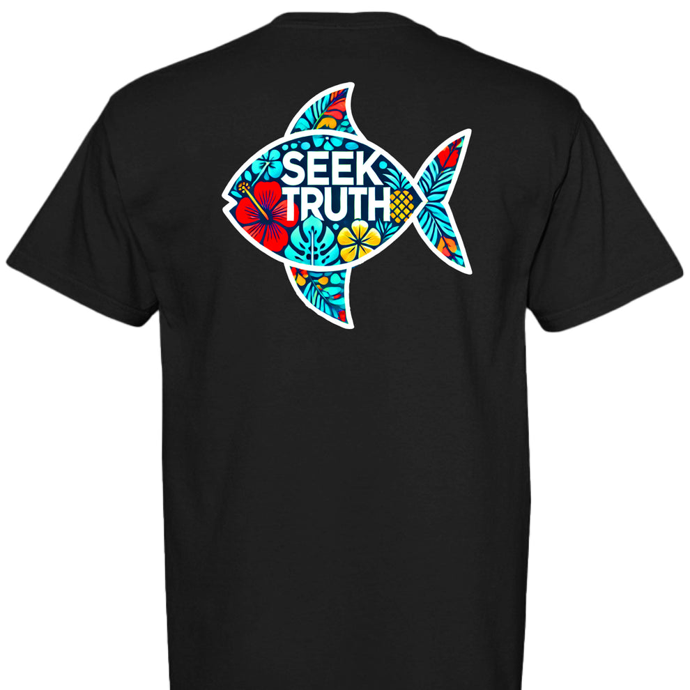 (45) SEEK TRUTH FLORAL ICHTHYS LIGHT LOGO ASST'D COLORS Comfort Colors ...